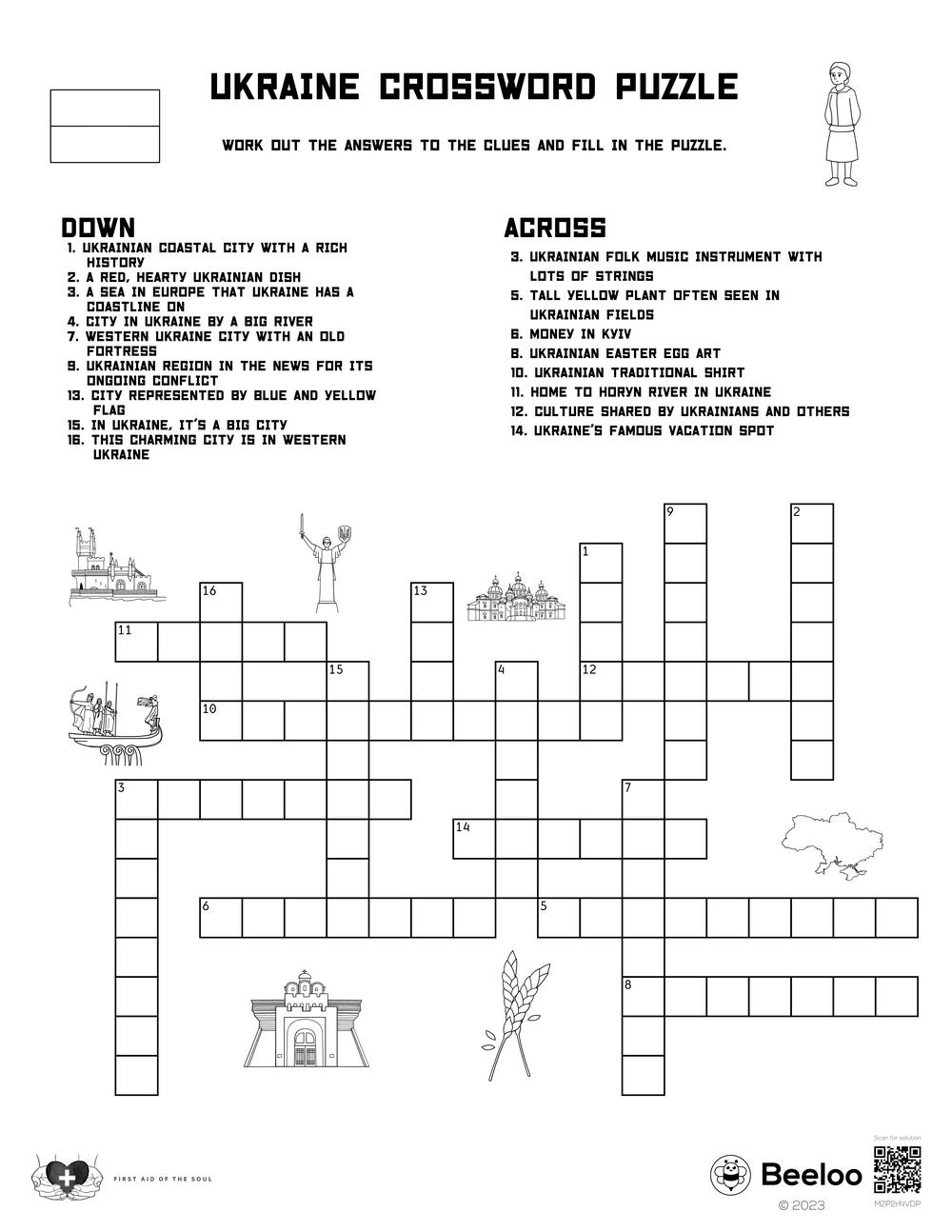 Ukraine Crossword Puzzle Beeloo Printable Crafts And Activities For Kids