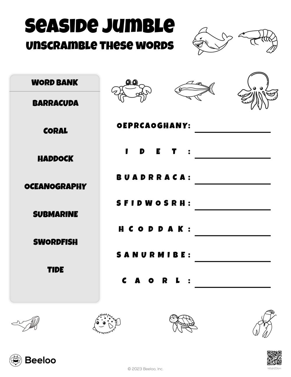 Seaside Jumble Beeloo Printable Crafts And Activities For Kids Seaside Jumble Beeloo Printable Crafts And Activities For Kids