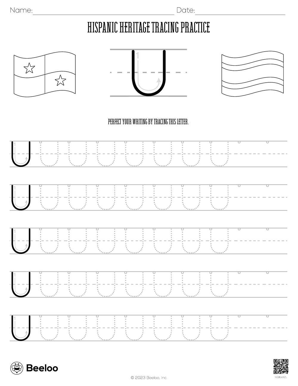 Hispanic Heritage Tracing Practice Beeloo Printable Crafts And