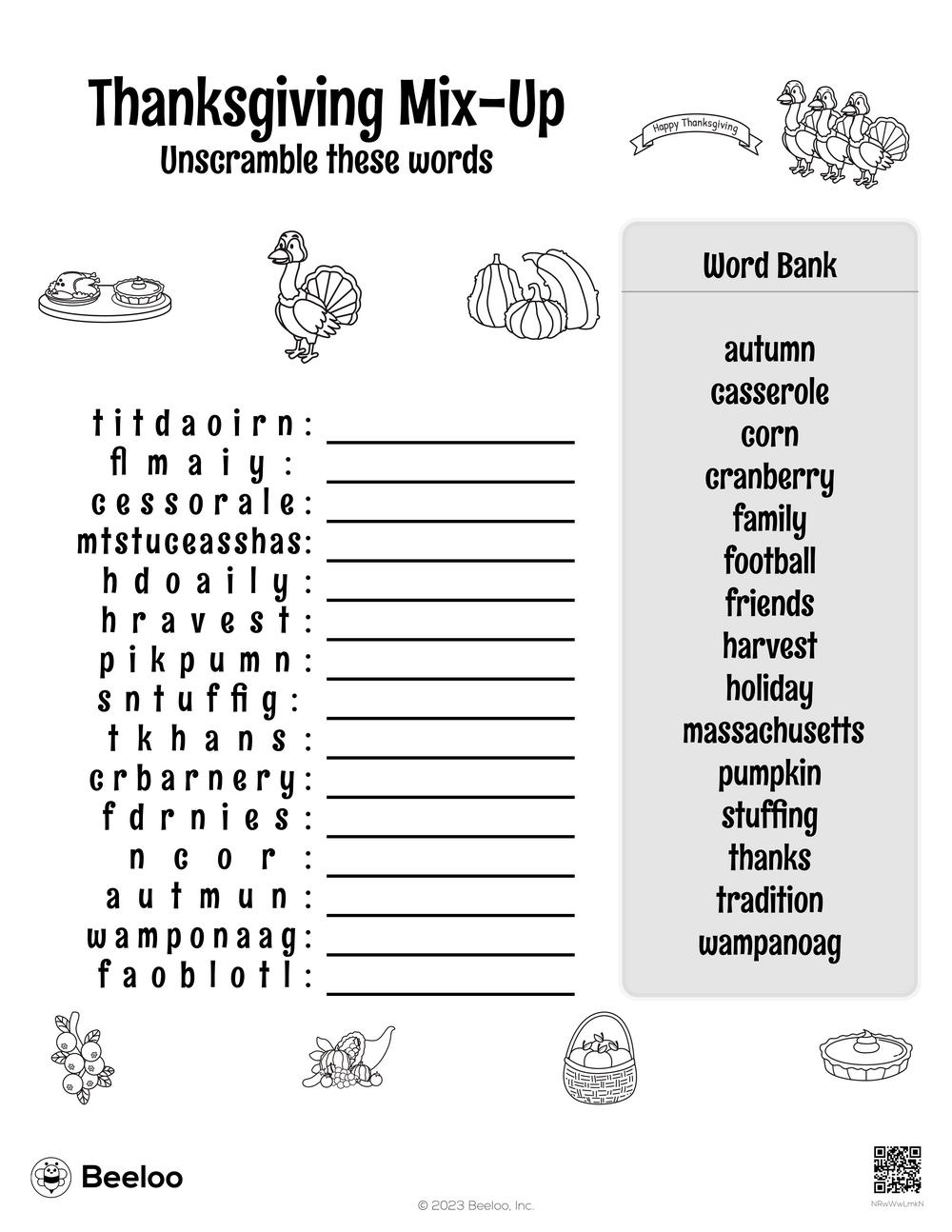 Thanksgiving Mix Up Beeloo Printable Crafts And Activities For Kids
