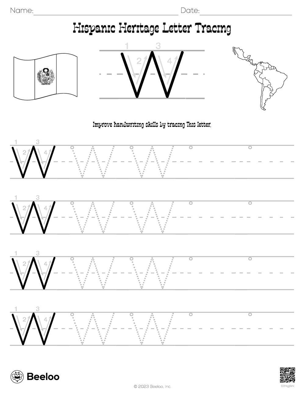 Hispanic Heritage Letter Tracing Beeloo Printable Crafts And Hispanic Heritage Letter Tracing Beeloo Printable Crafts And