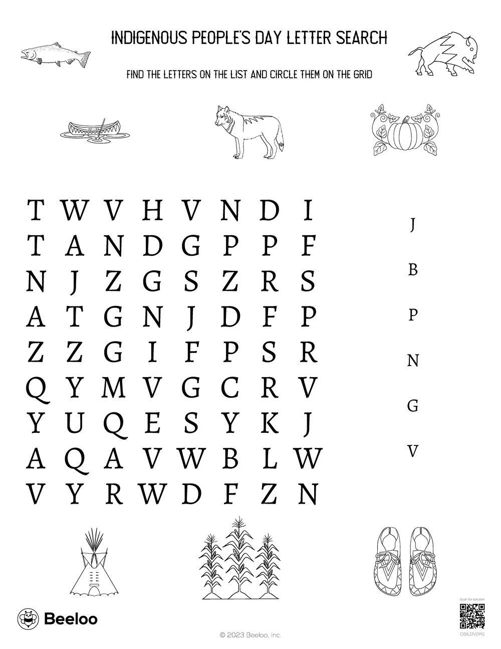 Indigenous People s Day themed Word Searches Beeloo Printable Crafts
