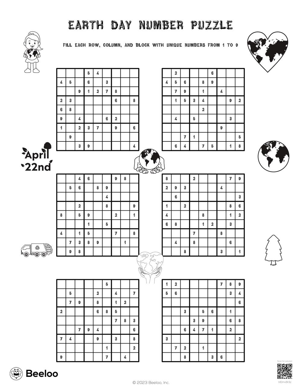 Earth Day Number Puzzle Beeloo Printable Crafts And Activities For Kids