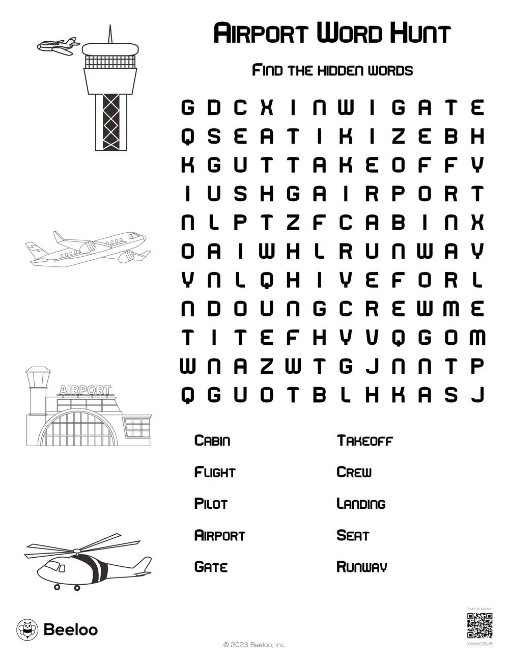 Airport Word Hunt Beeloo Printable Crafts And Activities For Kids Airport Word Hunt Beeloo Printable Crafts And Activities For Kids