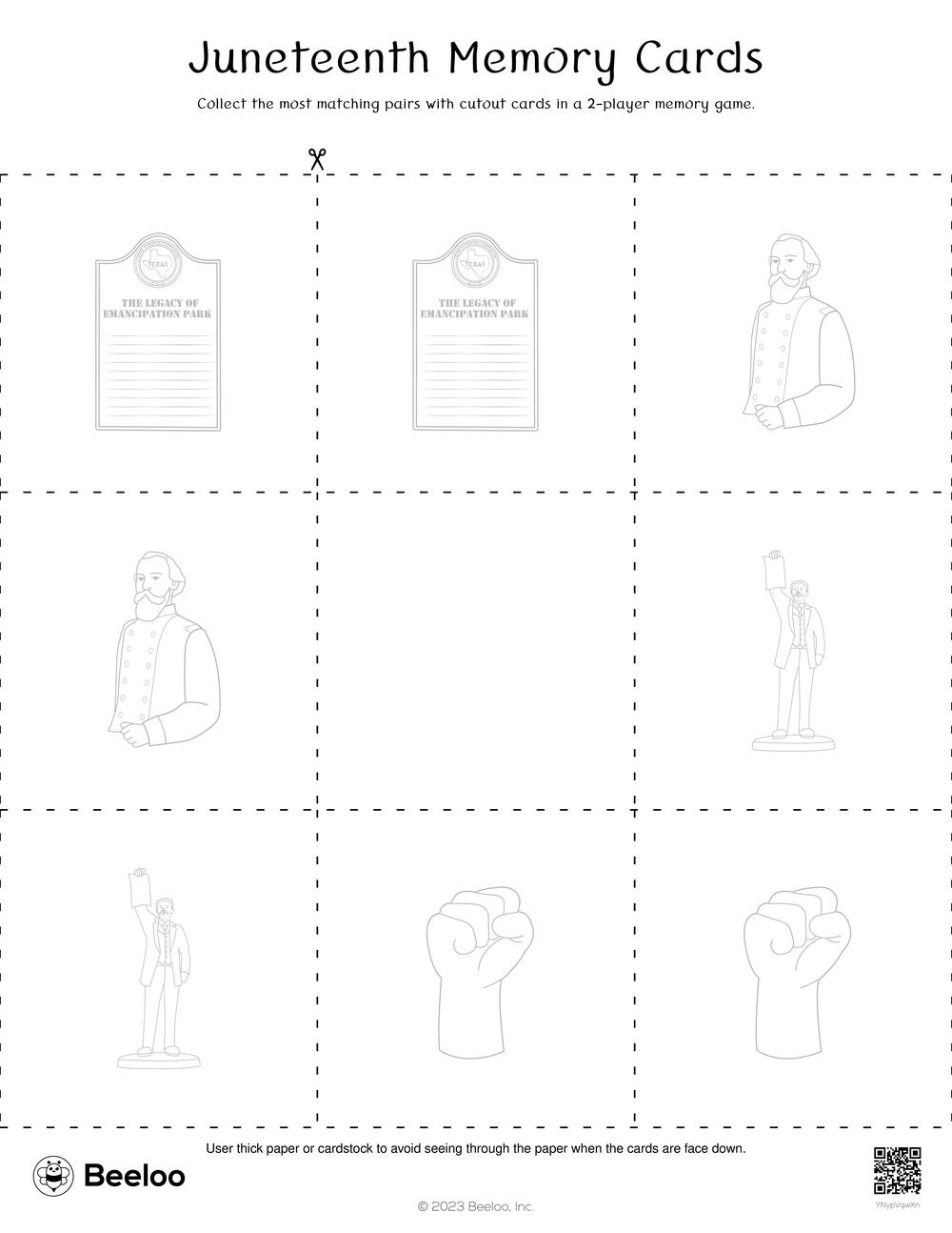 Juneteenth Memory Cards Beeloo Printable Crafts And Activities For Kids
