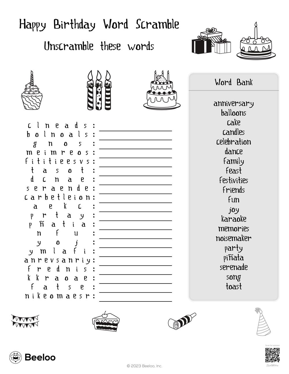 Birthday Word Scramble Wordmint Vrogue co