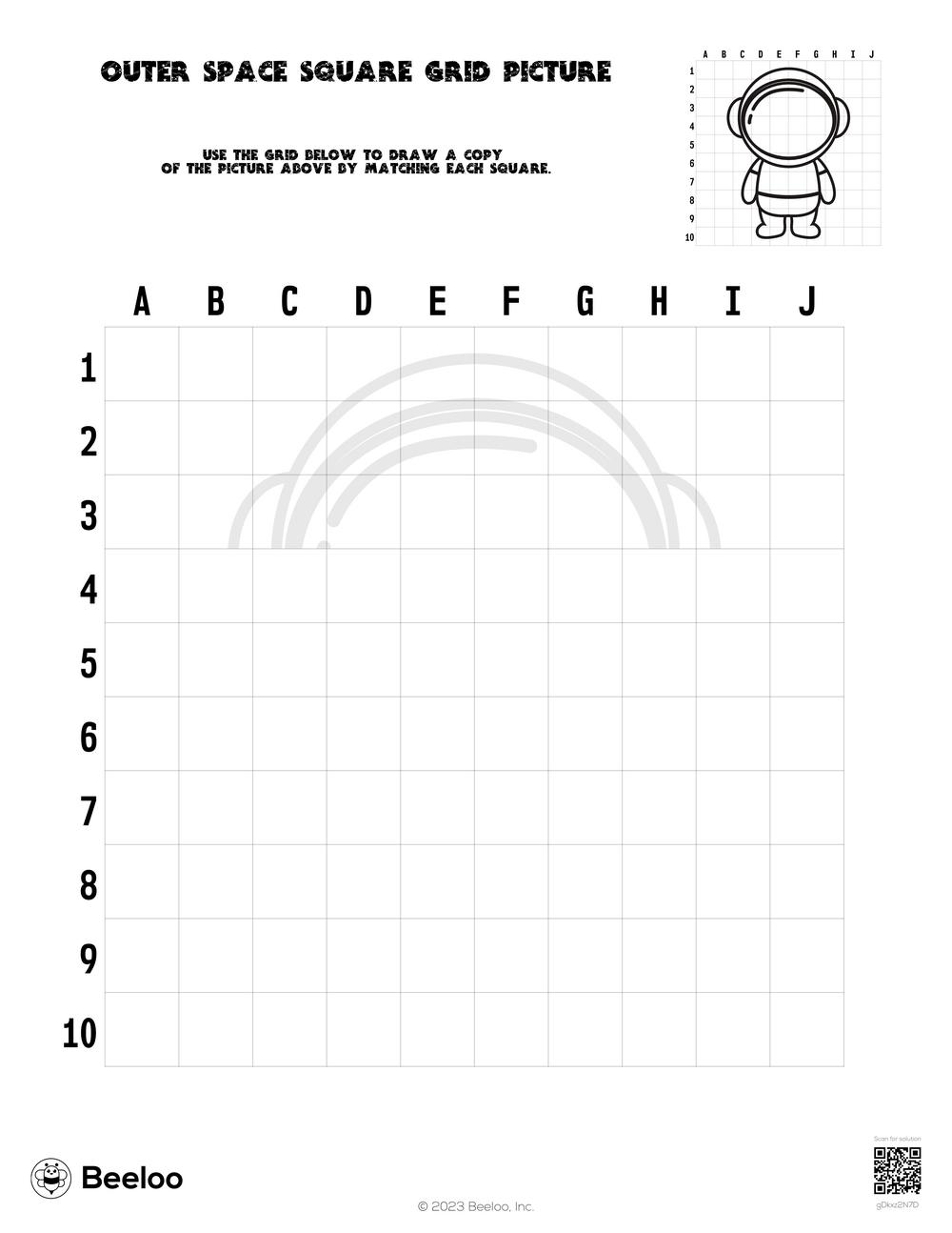 Outer Space Square Grid Picture Beeloo Printable Crafts And