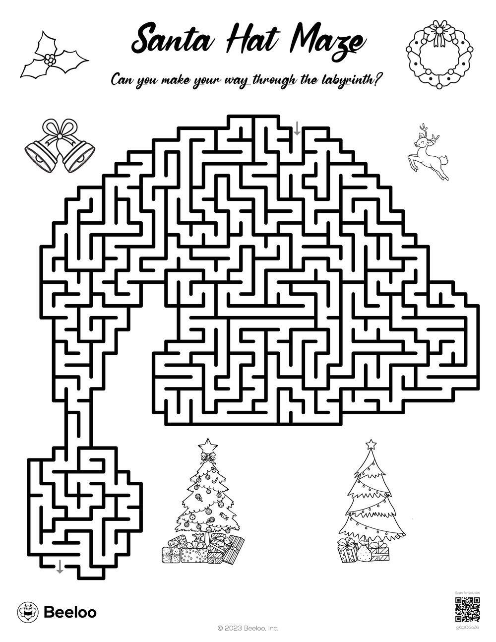 Santa Hat Maze Beeloo Printable Crafts And Activities For Kids