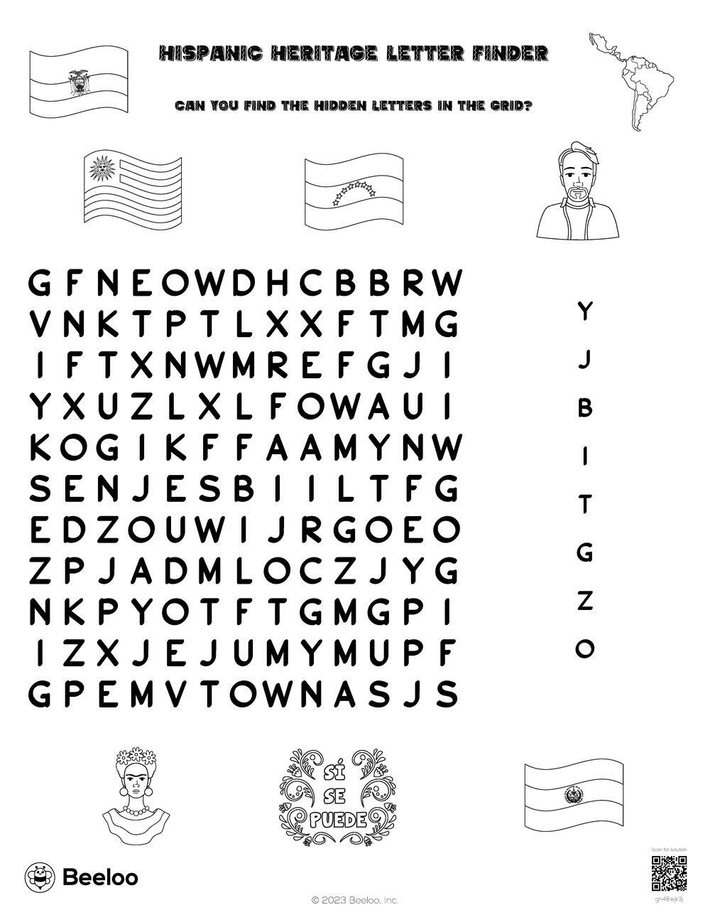 Hispanic Heritage Letter Finder Beeloo Printable Crafts And Hispanic Heritage Letter Finder Beeloo Printable Crafts And