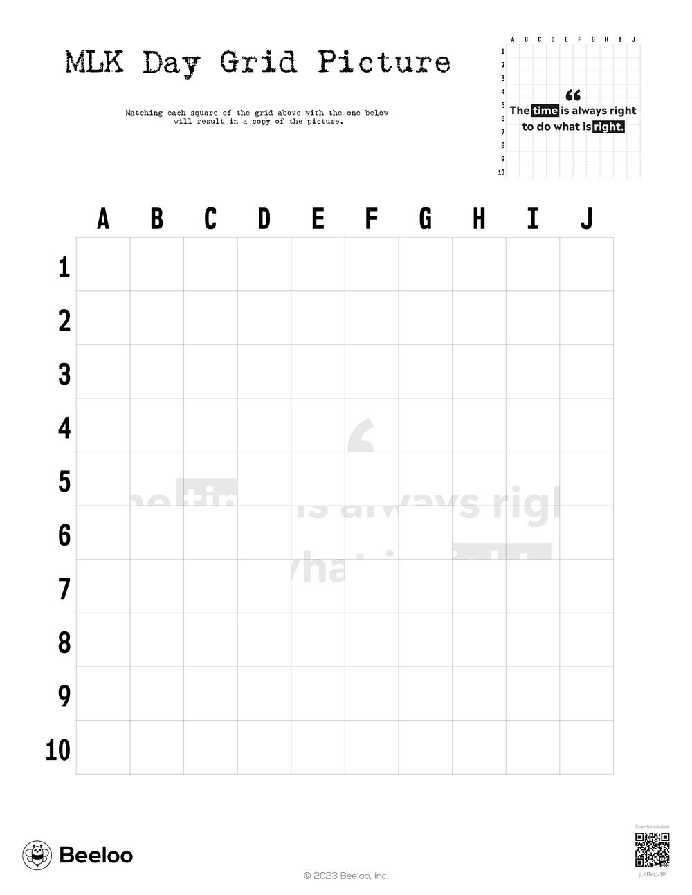 MLK Day Grid Picture Beeloo Printable Crafts And Activities For Kids MLK Day Grid Picture Beeloo Printable Crafts And Activities For Kids