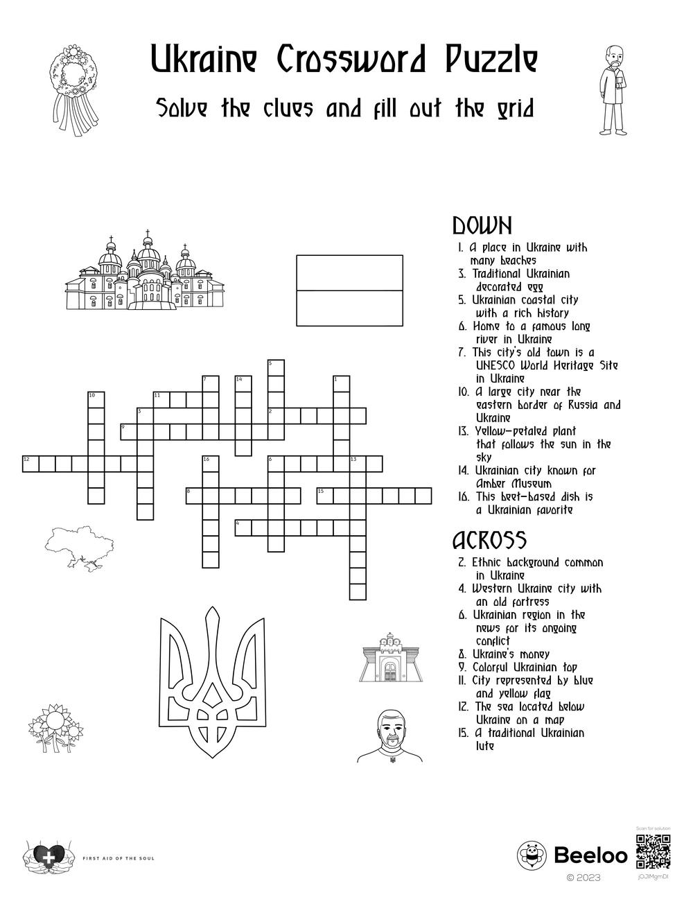 Ukraine Crossword Puzzle Beeloo Printable Crafts And Activities For Kids