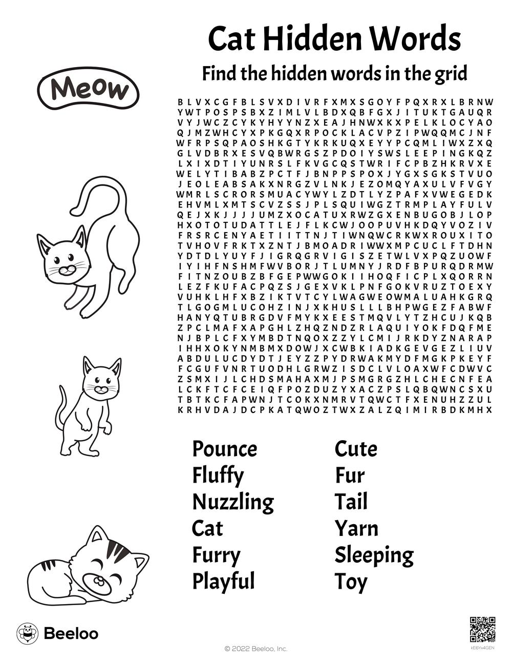 Cat Hidden Words Beeloo Printable Crafts And Activities For Kids Cat Hidden Words Beeloo Printable Crafts And Activities For Kids