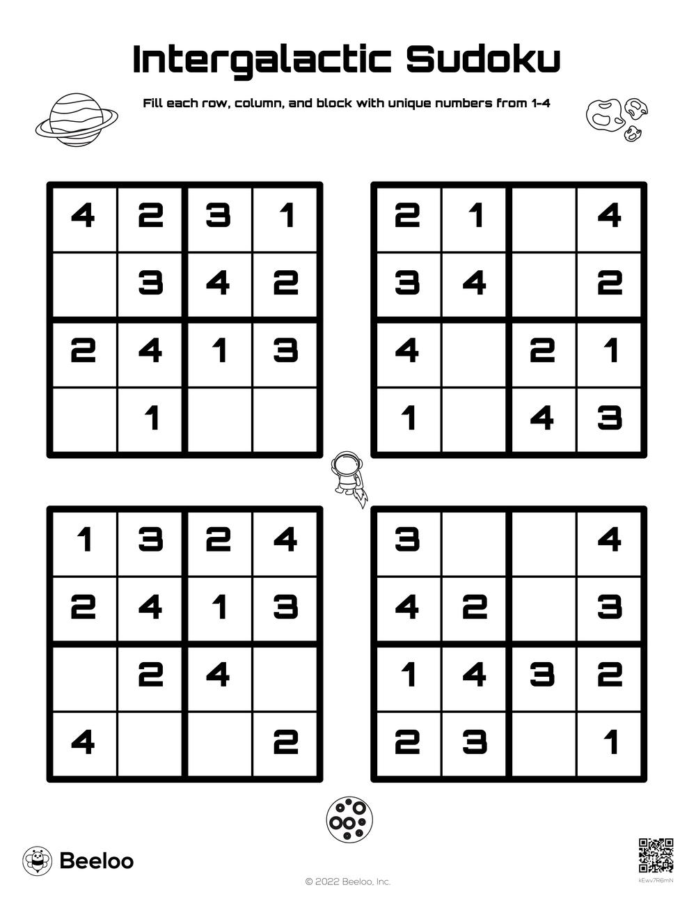 Intergalactic Sudoku Beeloo Printable Crafts For Kids kEwv7R6mN 