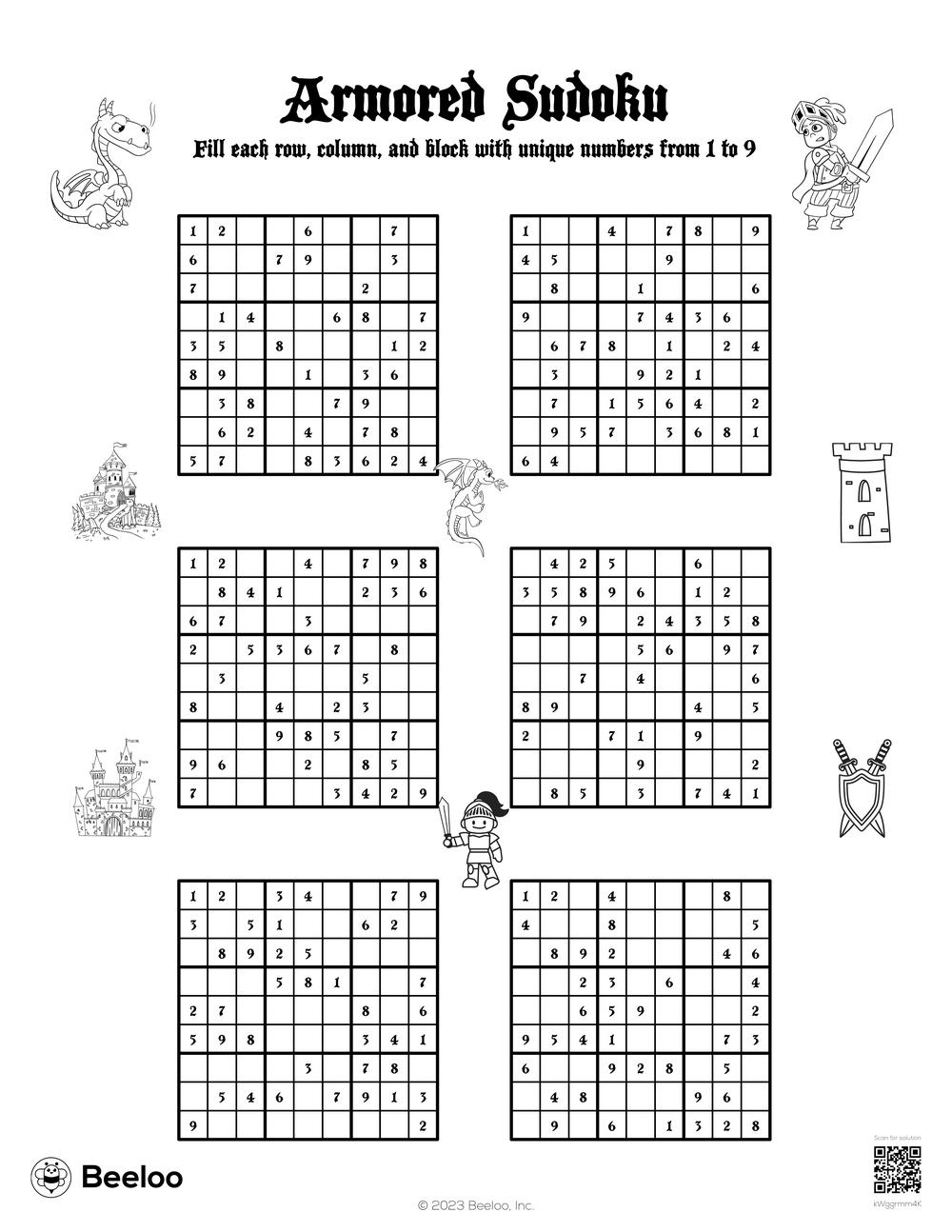 Armored Sudoku Beeloo Printable Crafts And Activities For Kids