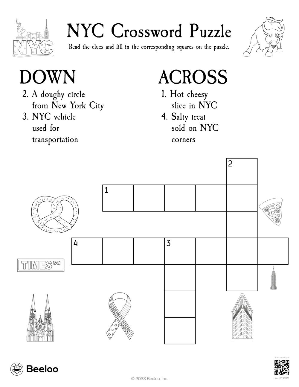 NYC Crossword Puzzle Beeloo Printable Crafts And Activities For Kids NYC Crossword Puzzle Beeloo Printable Crafts And Activities For Kids