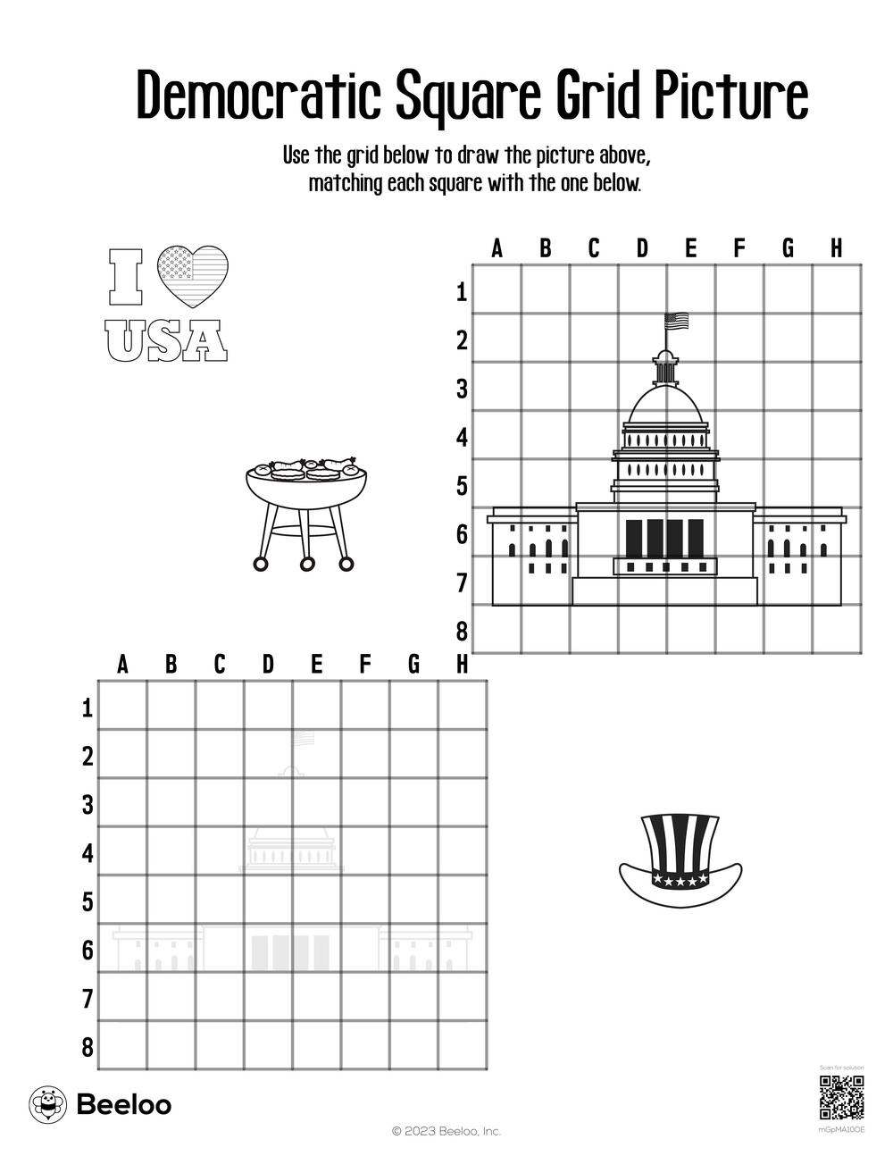 Democratic Square Grid Picture Beeloo Printable Crafts And Activities Democratic Square Grid Picture Beeloo Printable Crafts And Activities