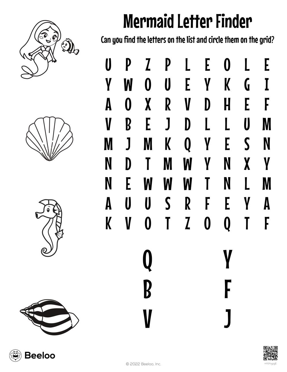 Mermaid Letter Finder Beeloo Printable Crafts And Activities For Kids Mermaid Letter Finder Beeloo Printable Crafts And Activities For Kids