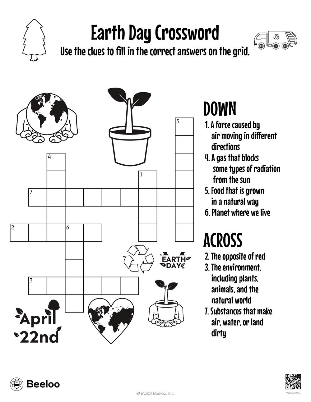 Earth Day Crossword Beeloo Printable Crafts For Kids Earth Day Crossword Beeloo Printable Crafts For Kids