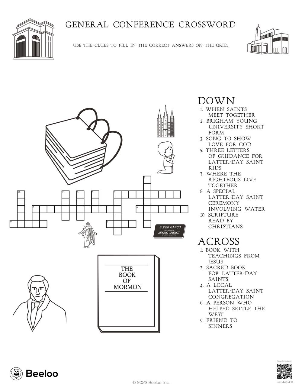 General Conference Crossword Beeloo Printable Crafts And Activities General Conference Crossword Beeloo Printable Crafts And Activities