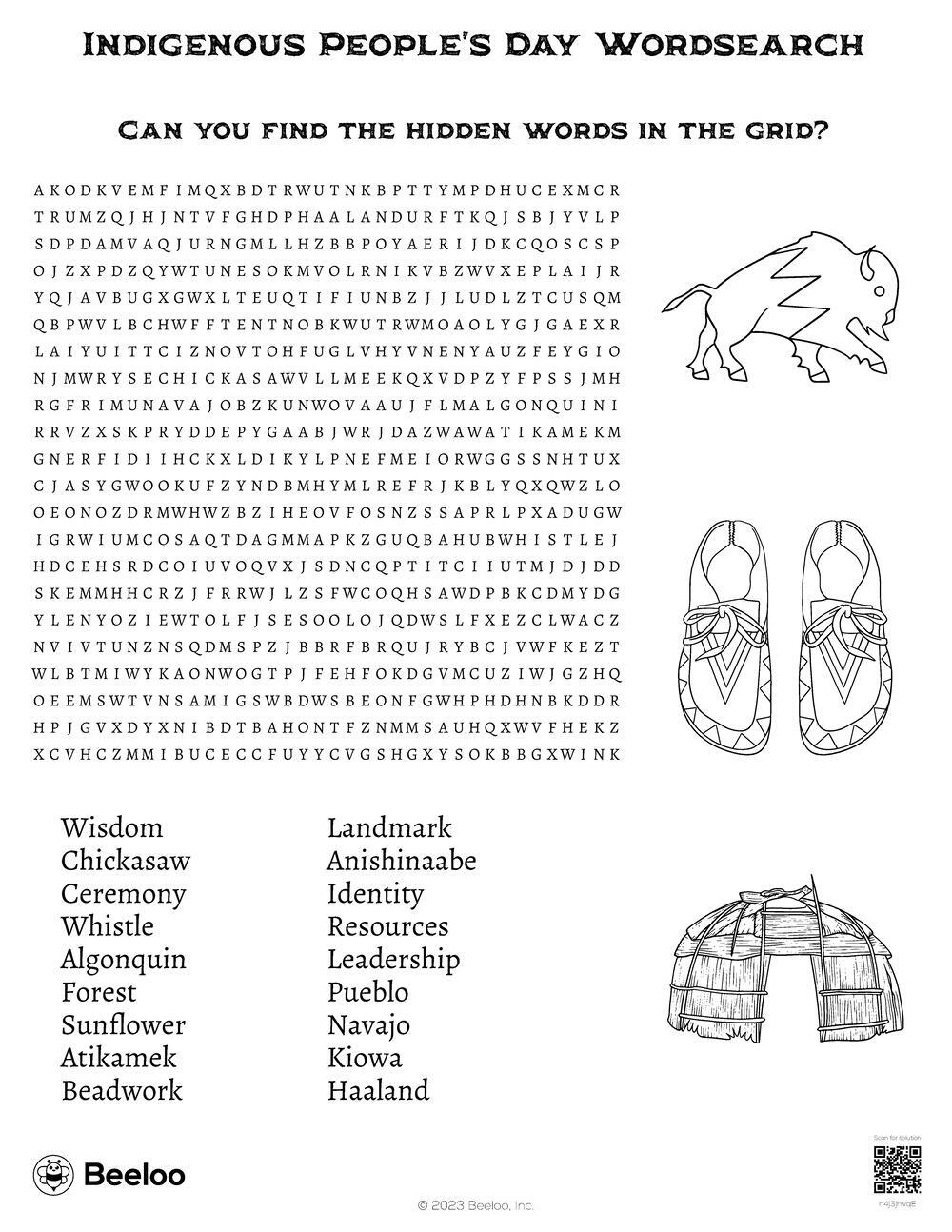 Indigenous People s Day themed Word Searches Beeloo Printable Crafts
