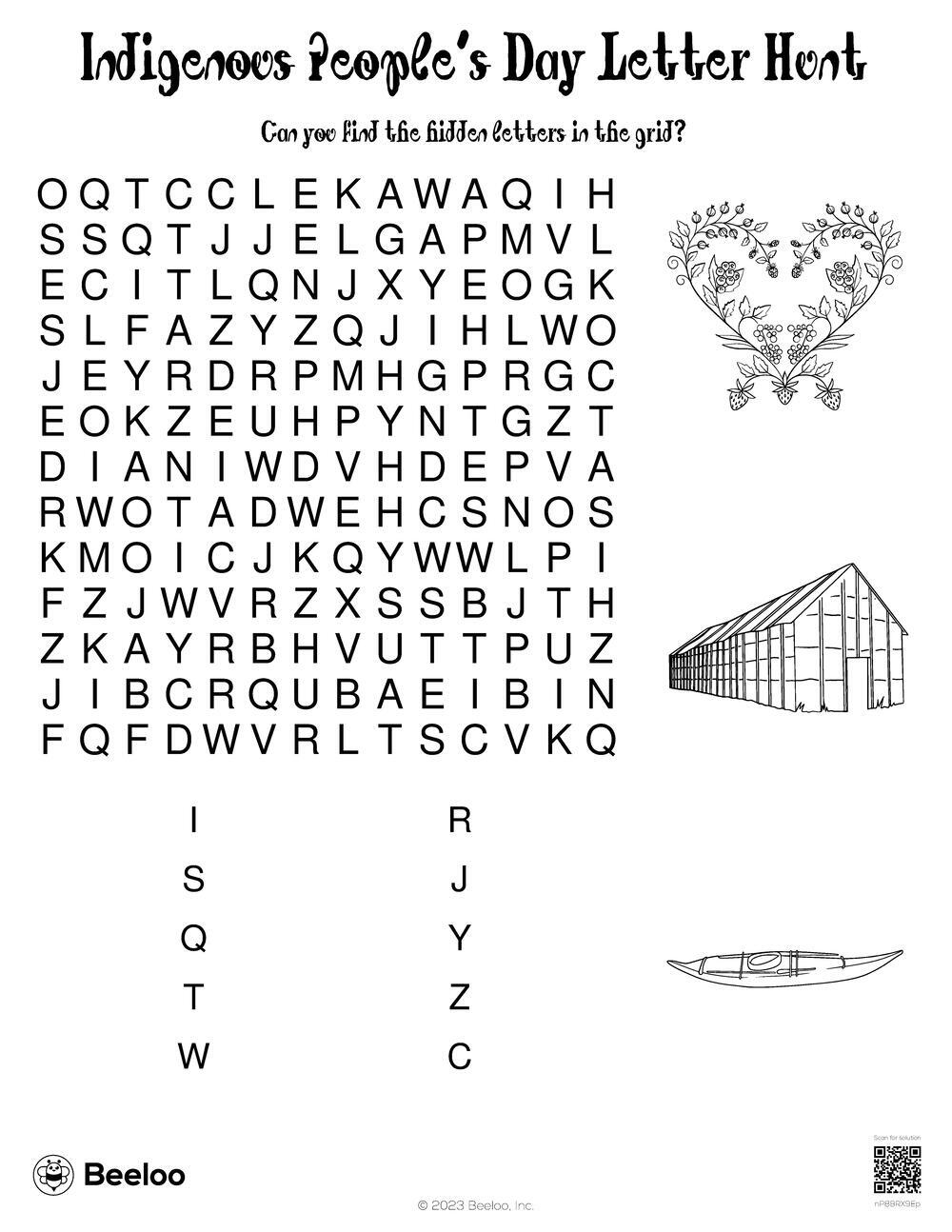 Indigenous People s Day themed Word Searches Beeloo Printable Crafts