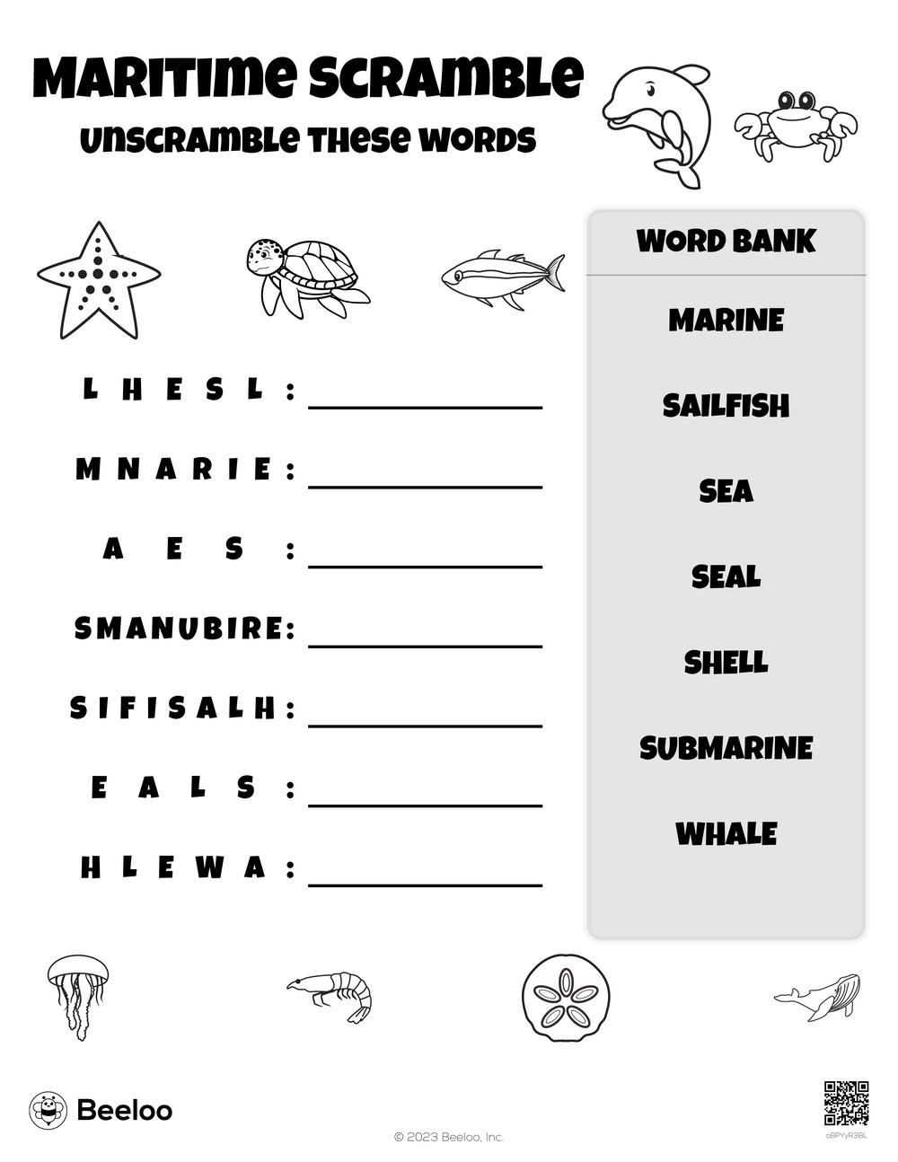 Maritime Scramble Beeloo Printable Crafts And Activities For Kids