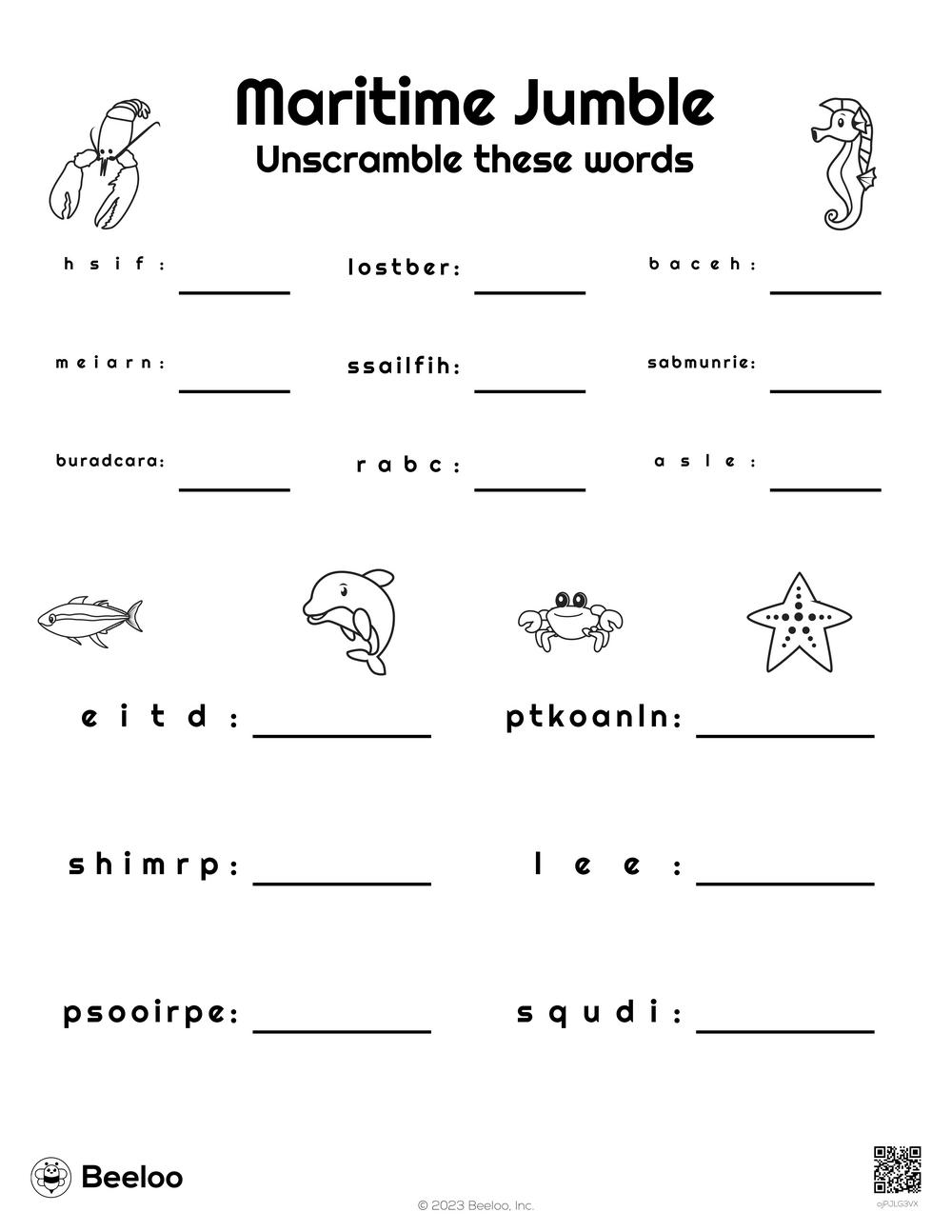 Maritime Jumble Beeloo Printable Crafts And Activities For Kids