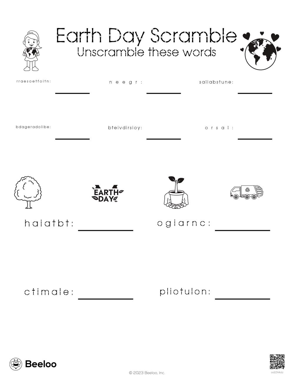 Earth Day Scramble Beeloo Printable Crafts And Activities For Kids