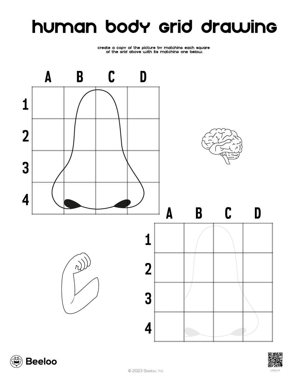 Human Body Grid Drawing Beeloo Printable Crafts And Activities For Kids Human Body Grid Drawing Beeloo Printable Crafts And Activities For Kids