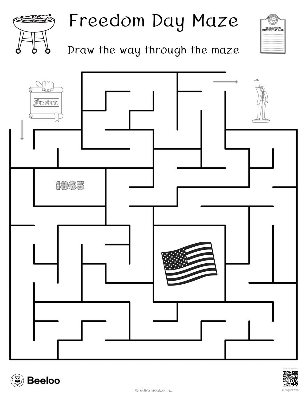 Freedom Day Maze Beeloo Printable Crafts And Activities For Kids