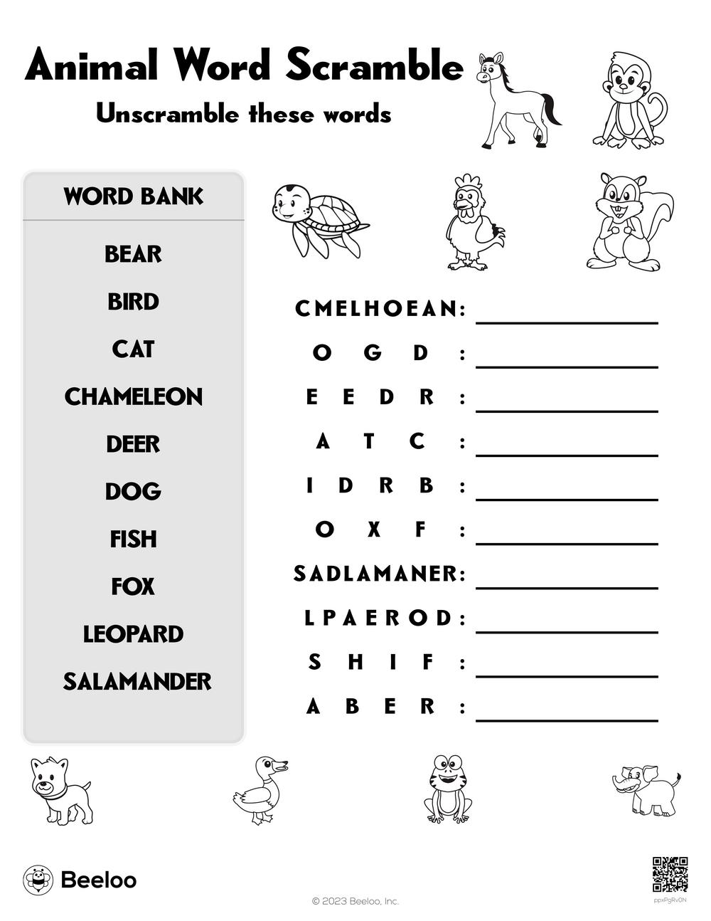 Word Scrambles Beeloo Printables Word Scrambles Beeloo Printables