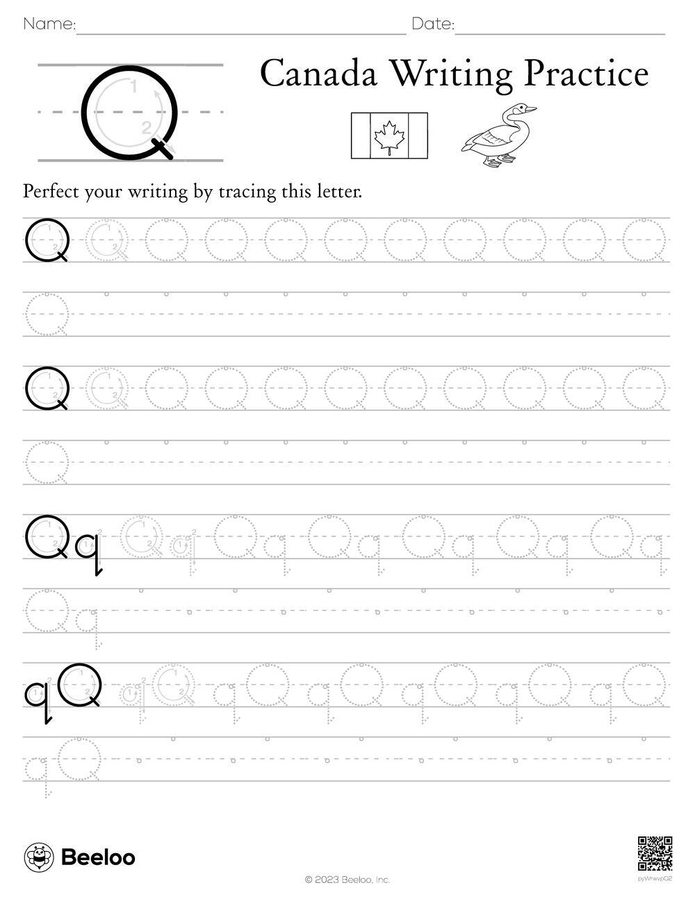 Canada Writing Practice Beeloo Printable Crafts And Activities For Kids