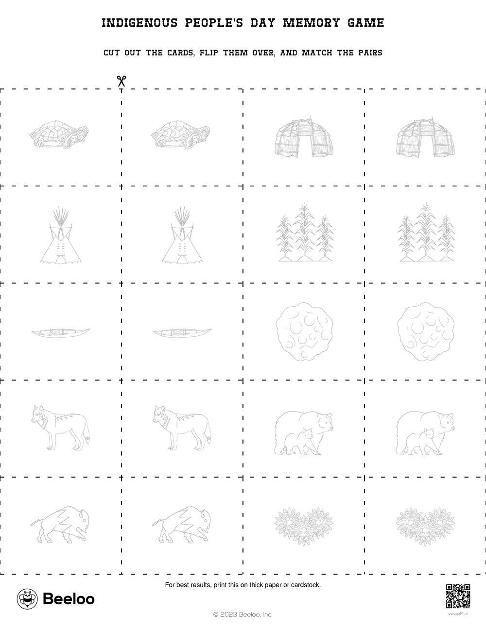 Indigenous People s Day Memory Game Beeloo Printable Crafts And
